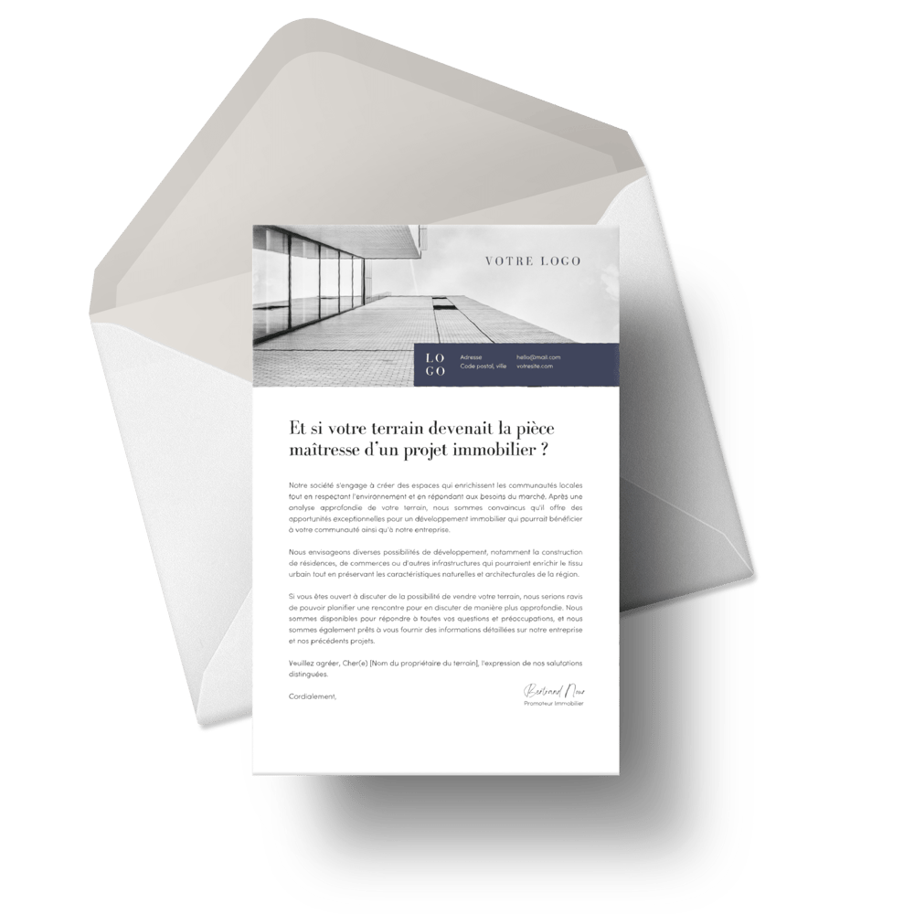 Modèles de courrier de prospection foncière pour les Promoteurs